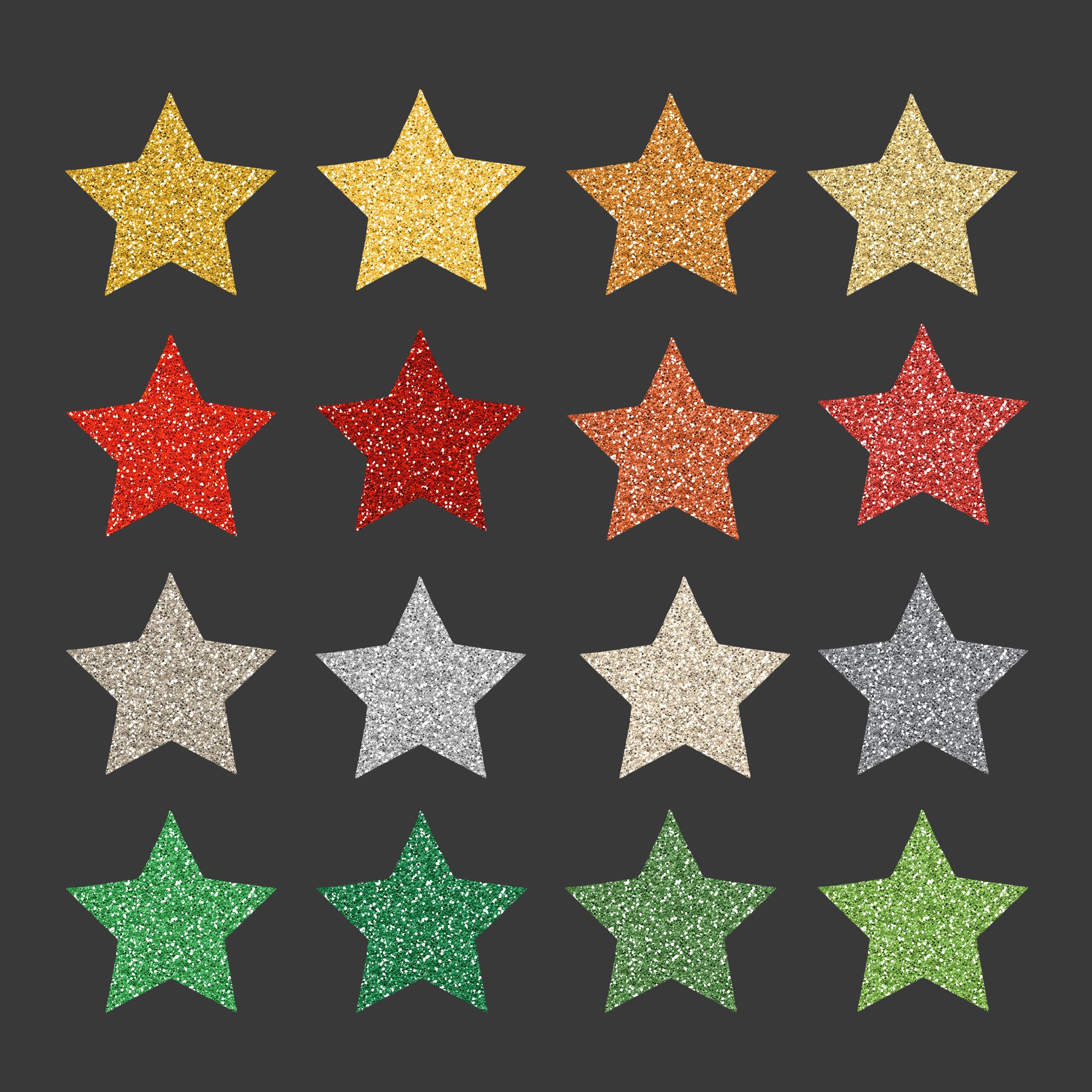 Glitter Star Clipart, Christmas Stars, Starry Sky, Gold and Silver ...
