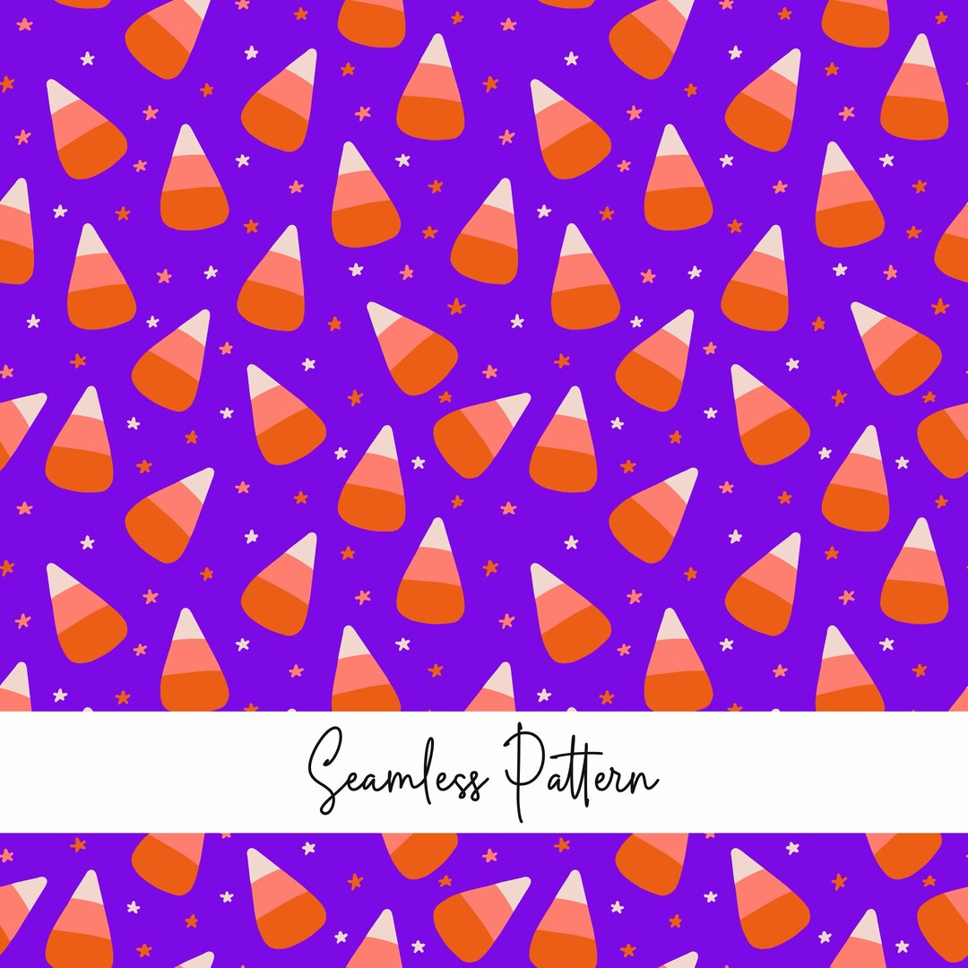 Candy Corn Seamless Pattern, Halloween Purple Paper, Candy Corn ...