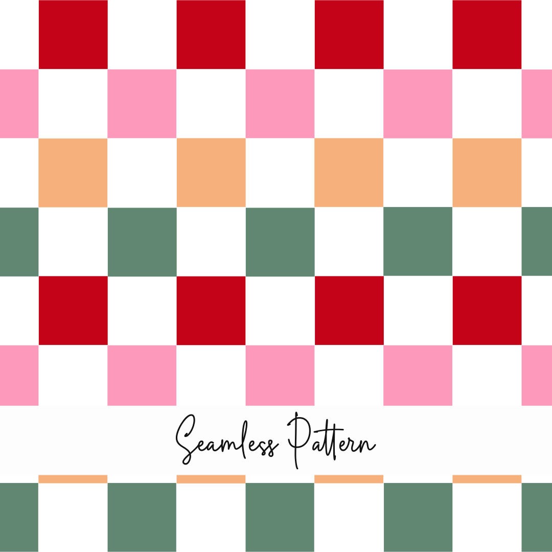 Christmas Checkered Seamless Pattern, Winter Pattern, Red Checkered ...