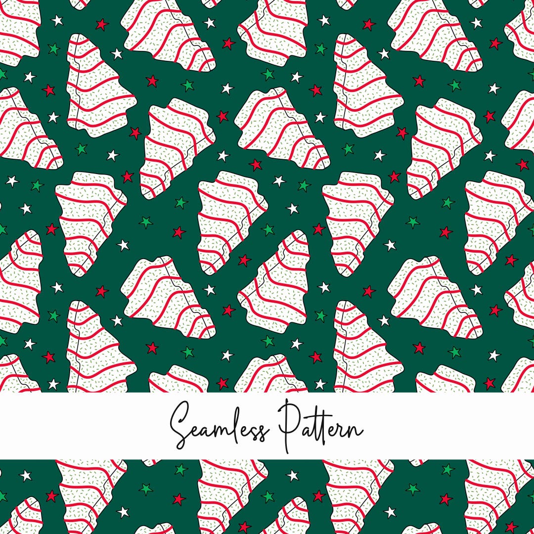 Christmas Tree Cakes Seamless Pattern , Green Christmas Tree Cake ...