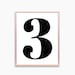 Printable Number 3, Number Three Poster, Black and White Number ...