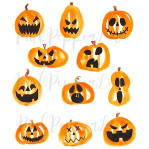 Jack-o Lantern, Halloween Watercolor, Scary Clip Art, Pumpkin Clip Art ...