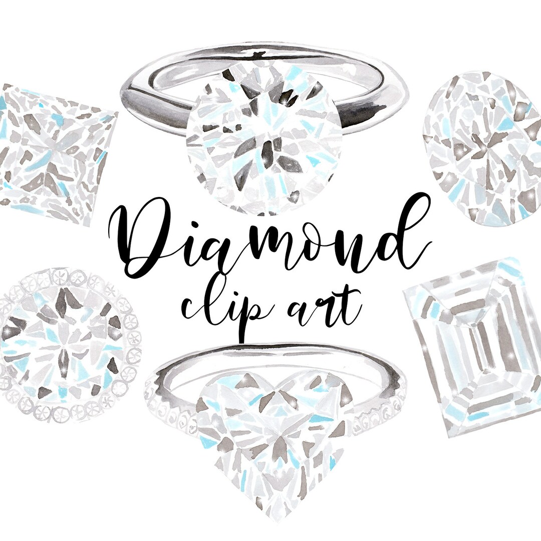 Clipart Diamonds, Diamond Ring, Watercolor Diamond, Engagement Ring ...