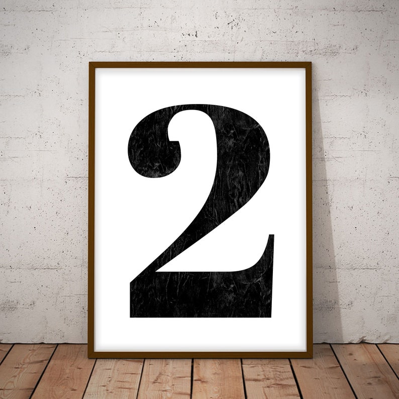 Printable Number 2 Number Two Poster Black and White Number - Etsy
