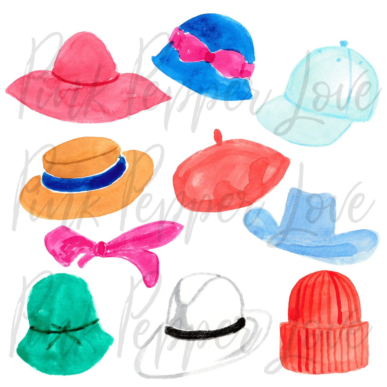 Hats Clipart Hats Clipart Watercolor Personal and Commercial - Etsy ...