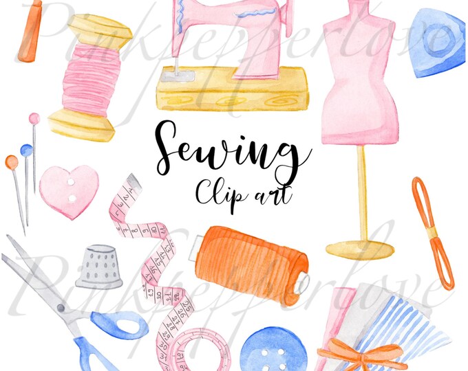 Hand Drawn Sewing Clipart. Doodle Dressmaking Clip Art. Tailor's ...
