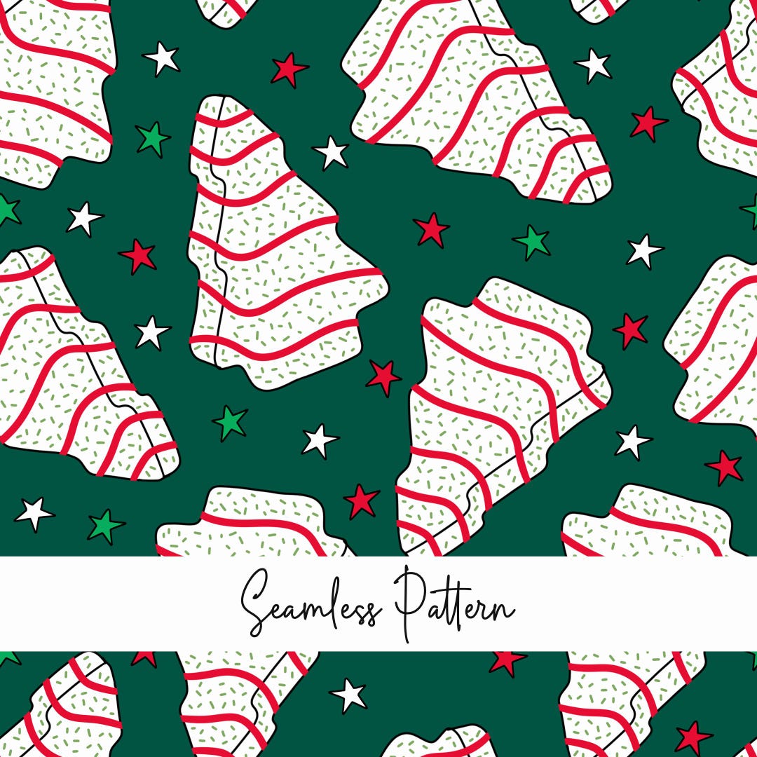 Christmas Tree Seamless Pattern Seamless Christmas Dessert Seamless
