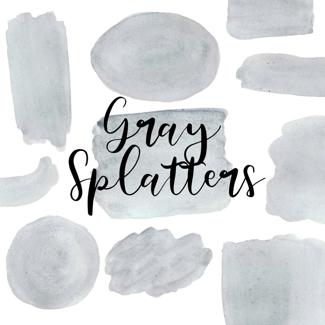 Clipart Gray Splashes #6, Gray Watercolor, Neutral Color, Brushstrokes ...