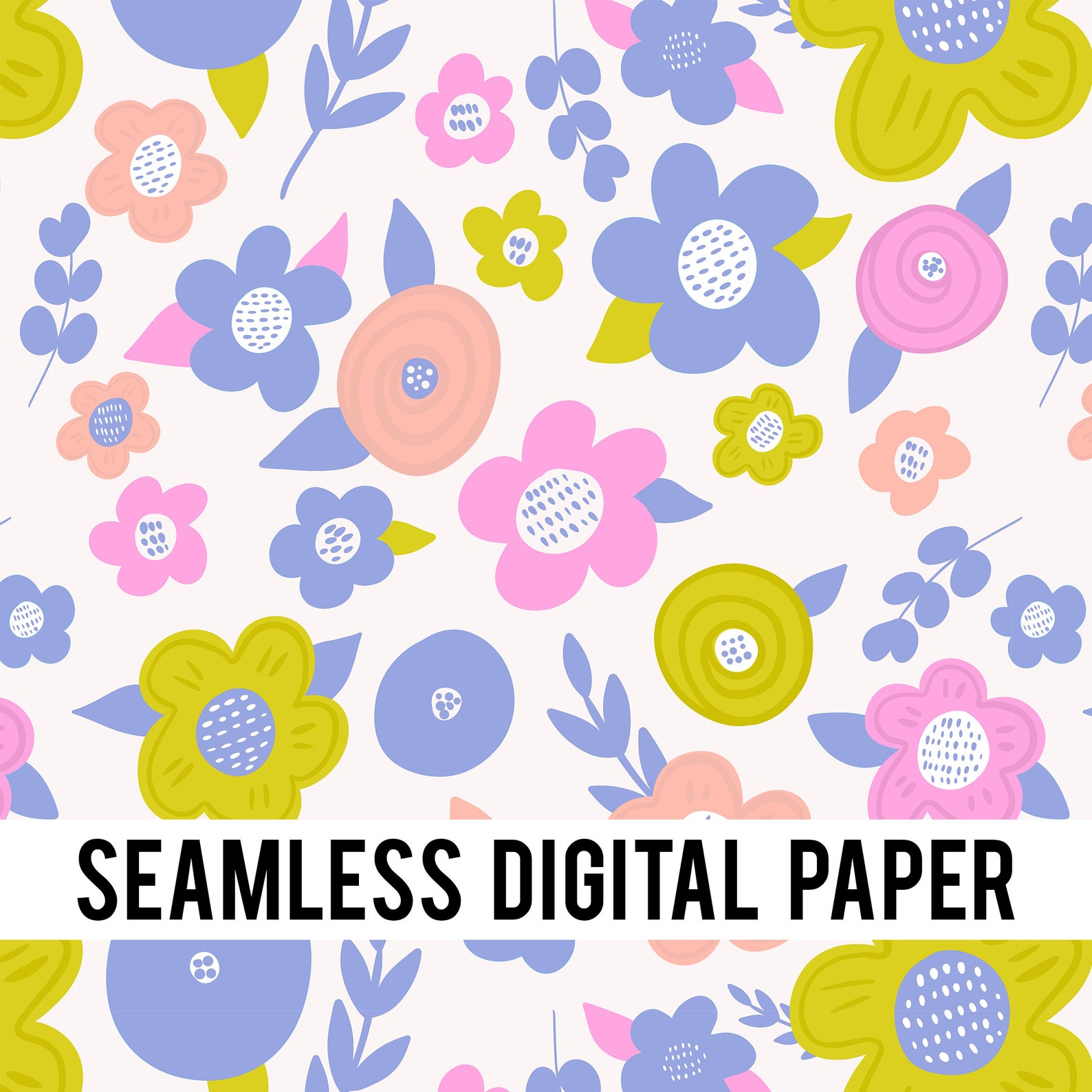 Flowers Digital Paper, Baby Patterns, Fabric Print, Scrapbooking, Hand ...