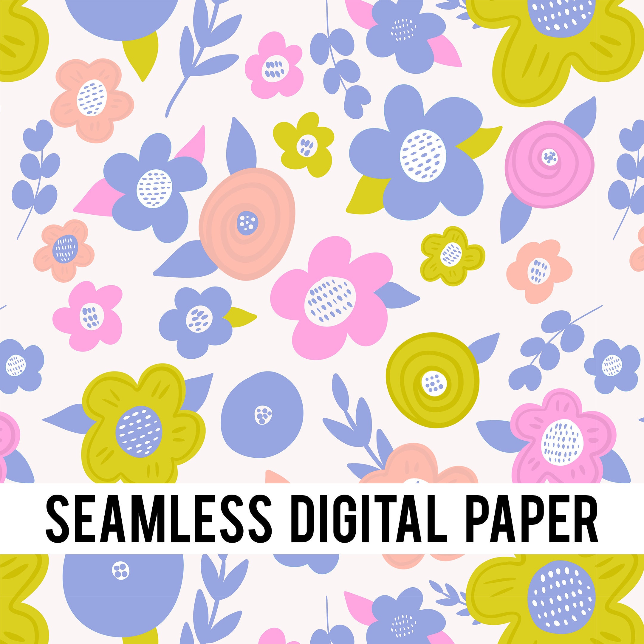 Flowers Digital Paper, Baby Patterns, Fabric Print, Scrapbooking, Hand ...