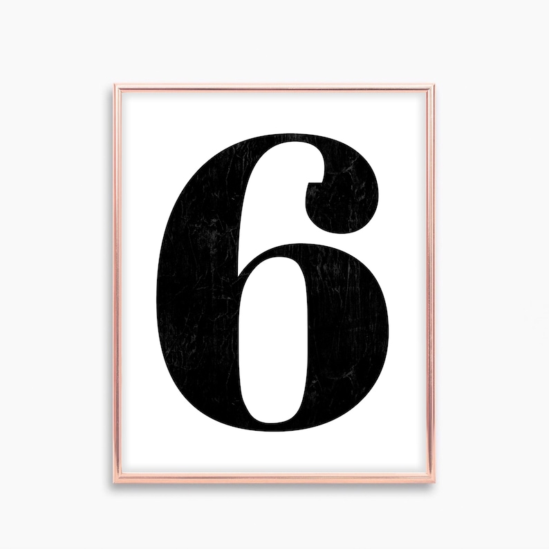 Printable Number 6 Number Six Poster Black and White Number - Etsy