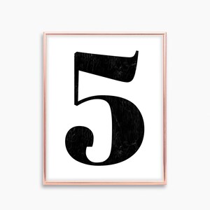 Printable Number 5, Number Five Poster, Black and White Number ...