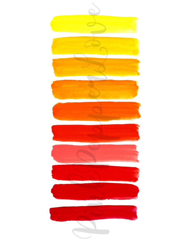 Watercolor Lines Brush Strokes Clip Art Orange Watercolor | Etsy