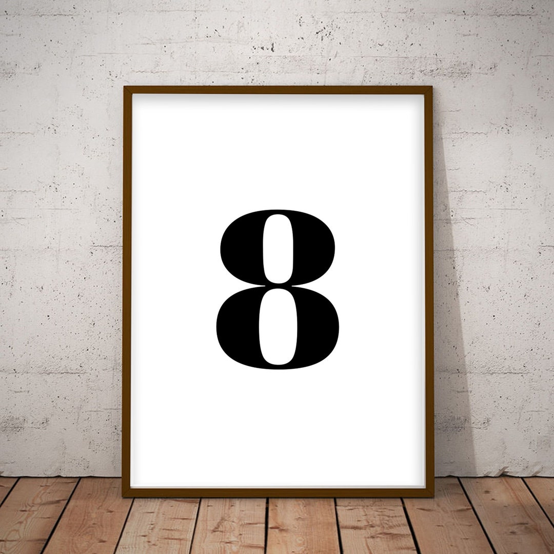 Printable Number 8, Number Eight Poster, Black and White Number ...