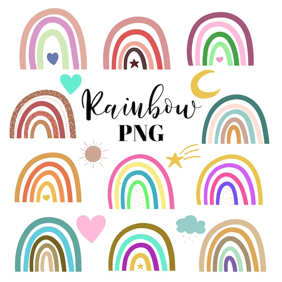 Rainbow Clip Art Boho Rainbow Pastel Rainbow Digital Clip - Etsy