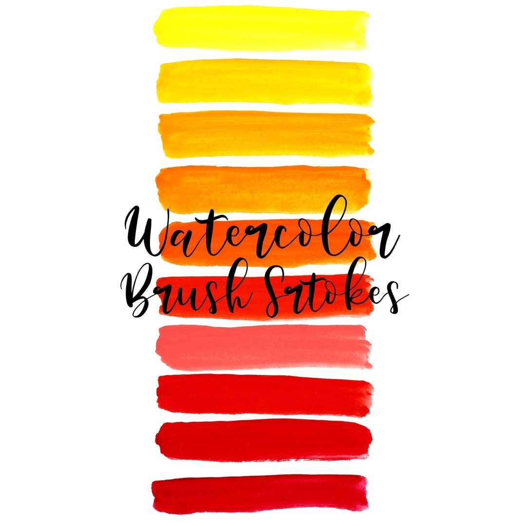 Watercolor Lines, Brush Strokes Clip Art, Orange Watercolor, Blob ...