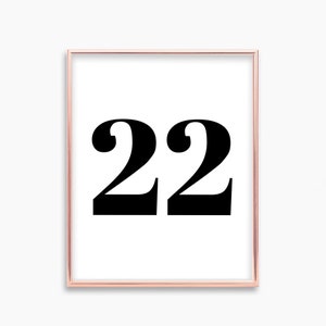 Printable Number 22, Number Two Poster, Black and White Number ...