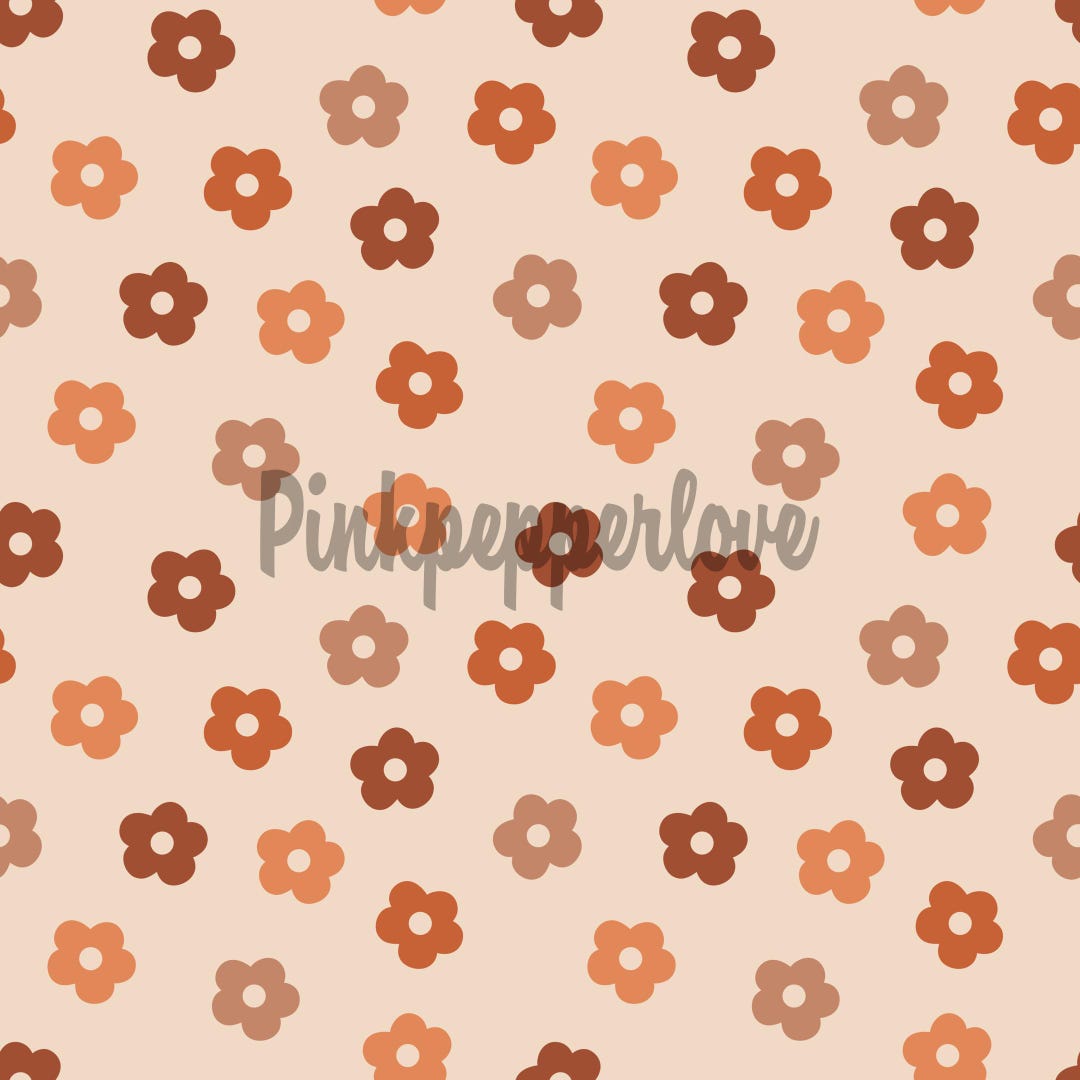 Seamless Pattern Brown Flowers, Fall Floral Seamless Pattern, Daisy ...