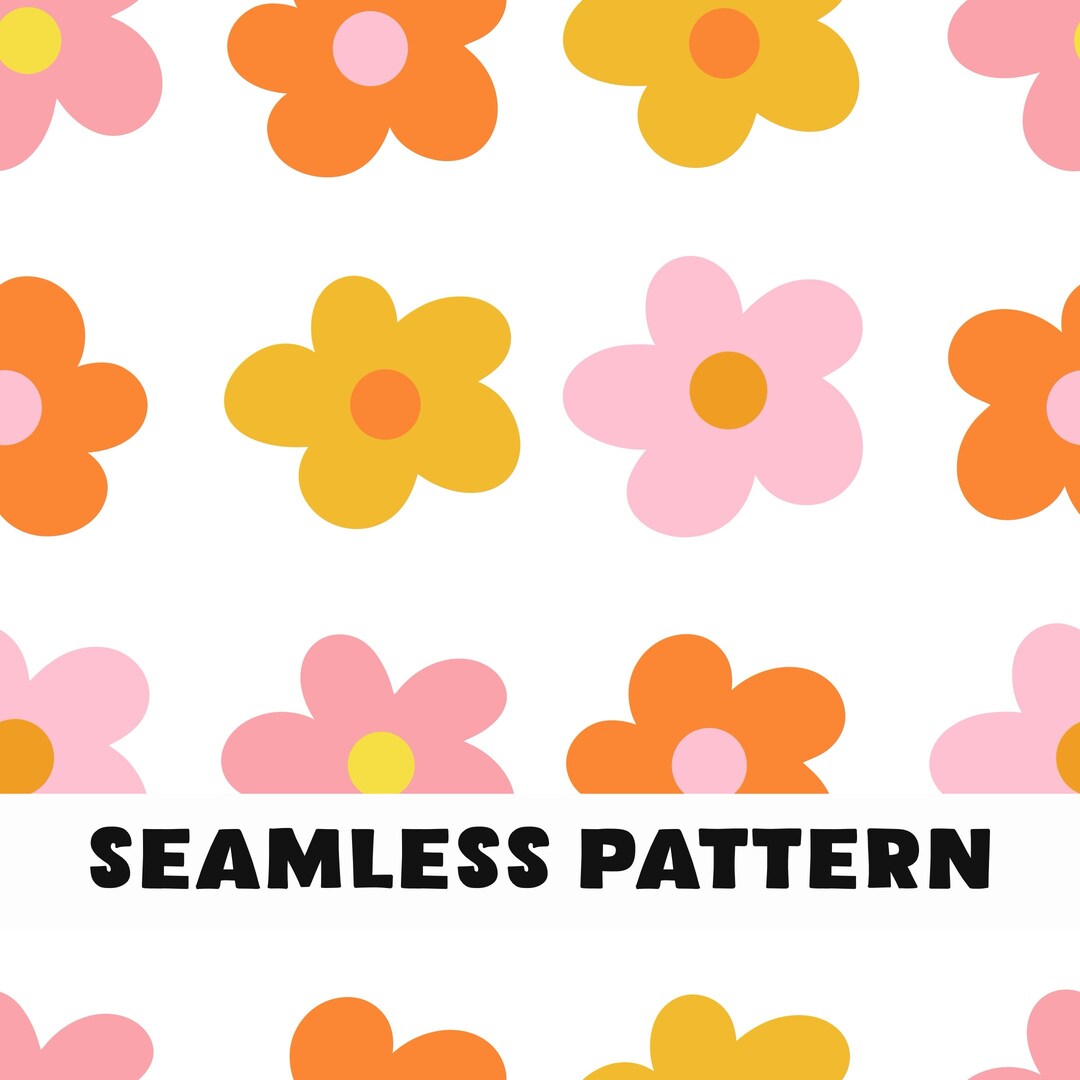 Digital Paper Flowers, Retro Png, Scrapbooking, Seamless Retro Pattern ...