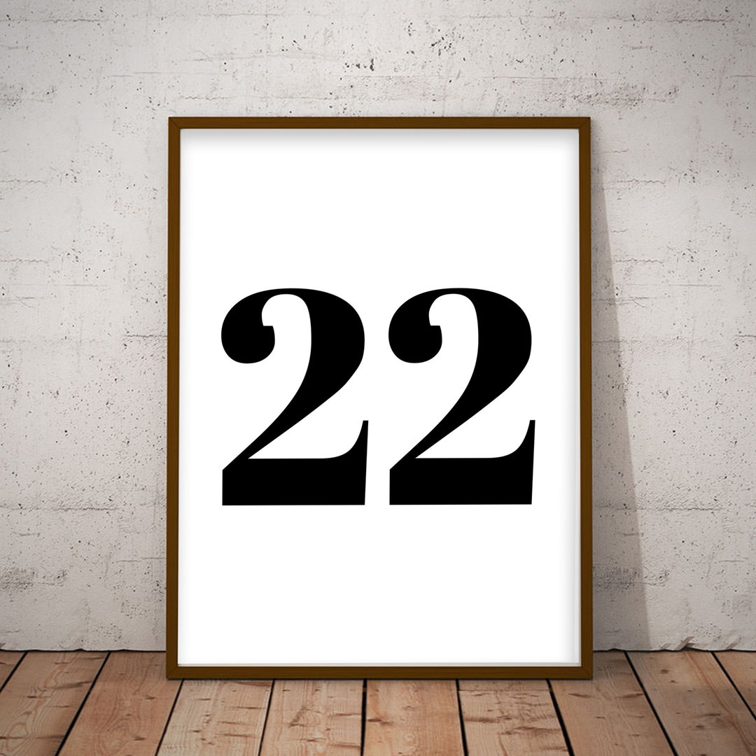 Printable Number 22, Number Two Poster, Black and White Number ...