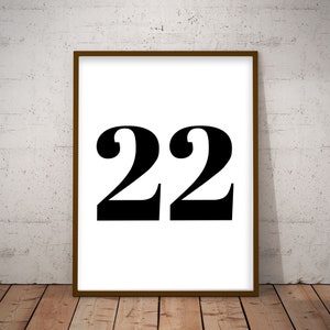 Printable Number 22, Number Two Poster, Black and White Number ...