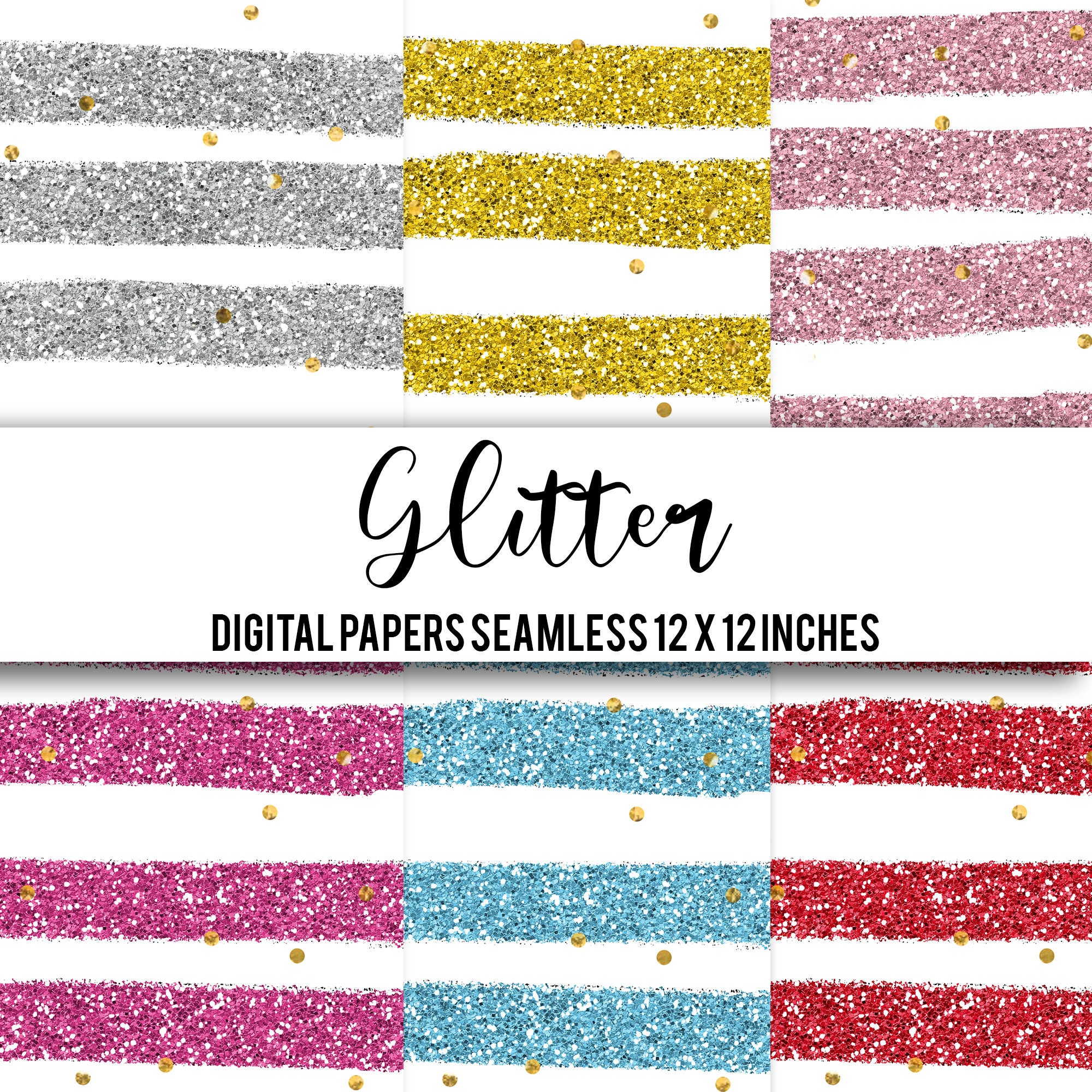 Glitter Digital Paper Glitter Stripes Gold and Silver Gold - Etsy UK