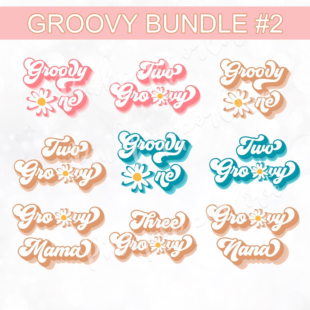 Bundle Groovy Png, Retro Png, One Groovy Sublimation, One Groovy ...