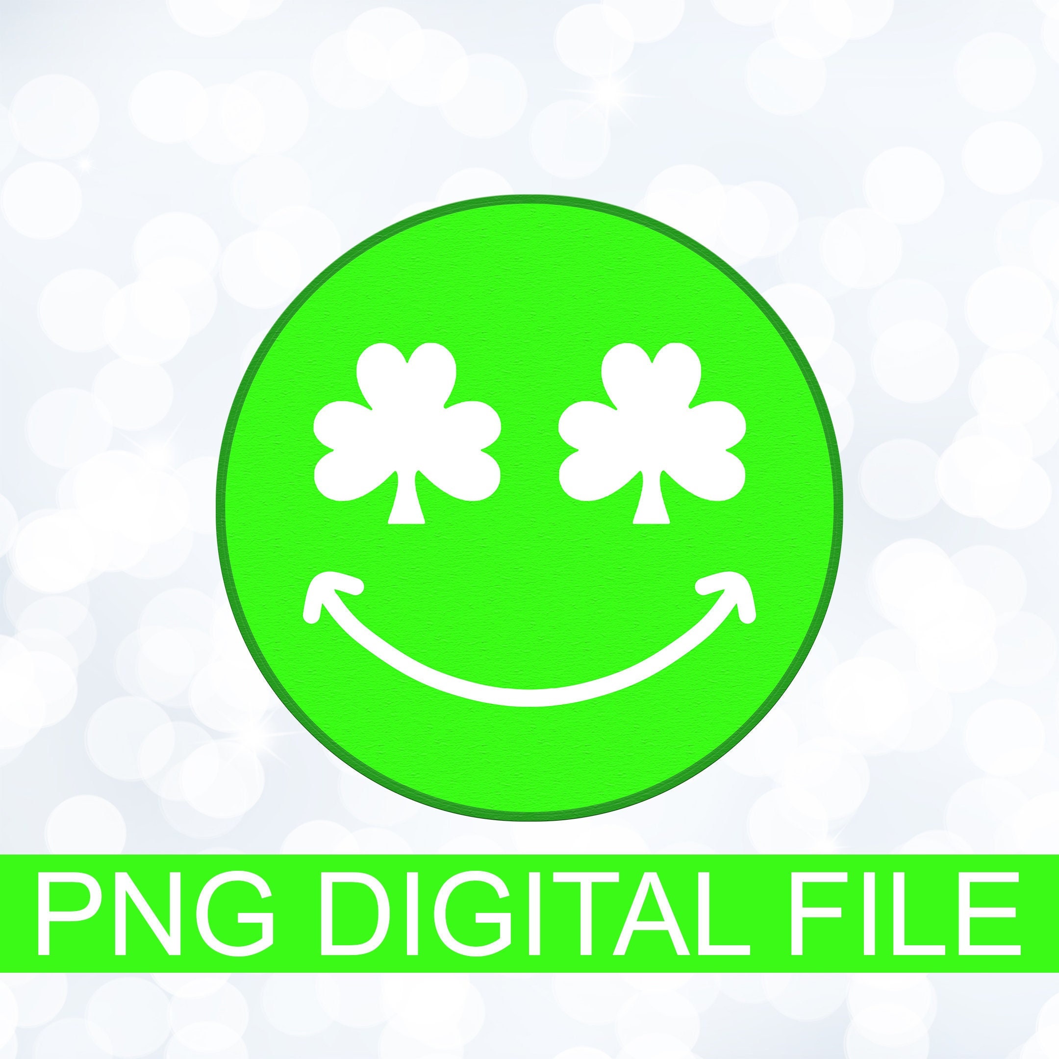 St. Patrick's Day Smiley Png Four-leaf Clover Png | Etsy