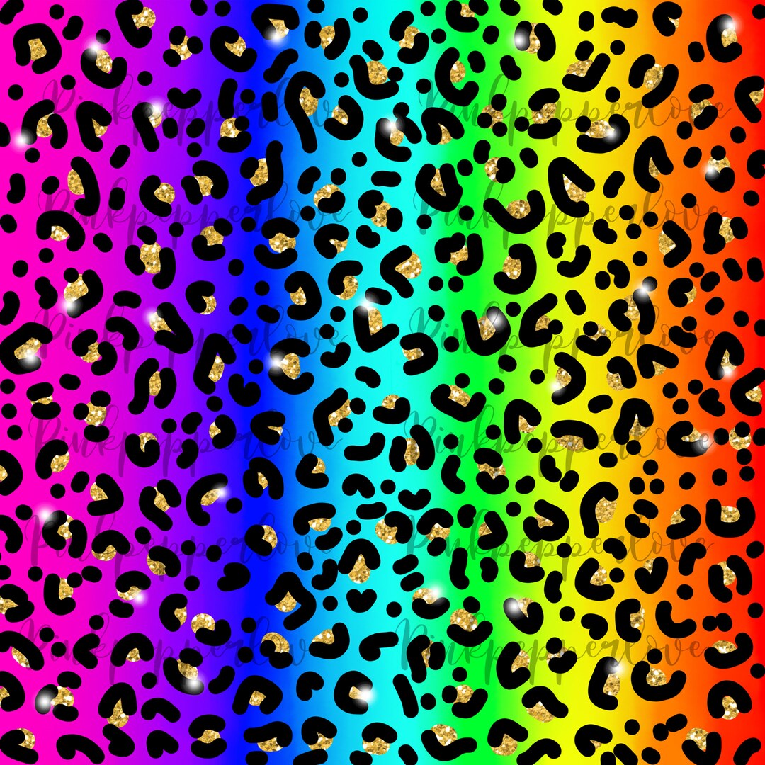 Rainbow Digital Paper, Rainbow Png, Leopard Digital Paper, Scrapbook ...