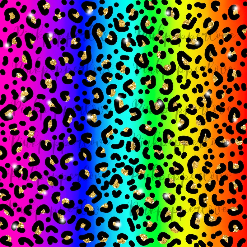 Rainbow Digital Paper Rainbow Png Leopard Digital Paper - Etsy