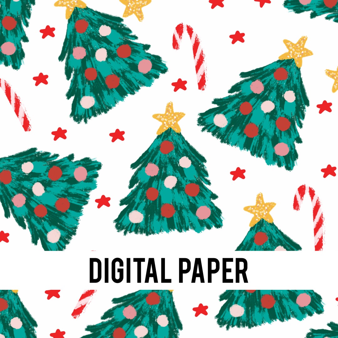 Christmas Tree Seamless Pattern, Christmas Candy, Christmas Digital ...