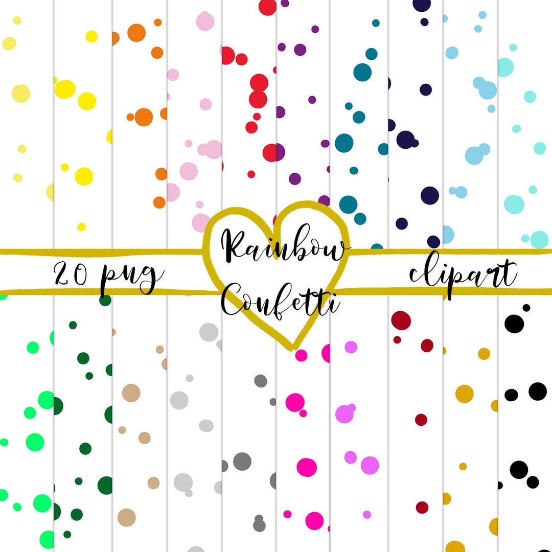 Confetti Clipart, Confetti Border, Digital Paper, Rainbow Clipart ...