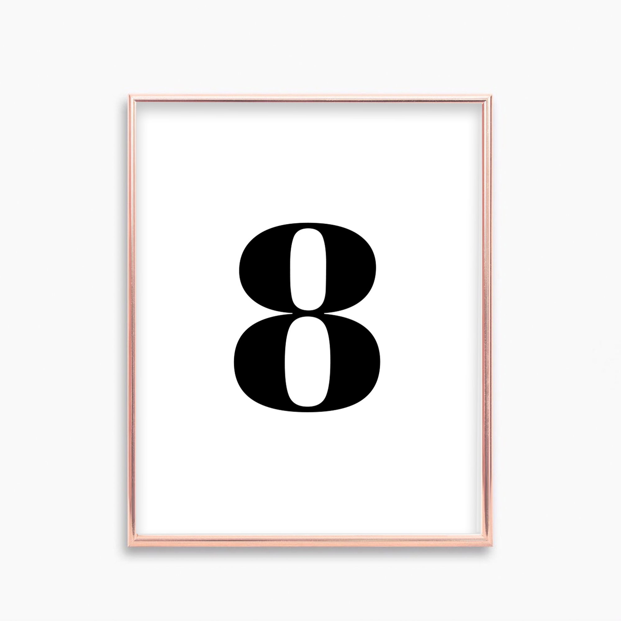 Printable Number 8, Number Eight Poster, Black and White Number ...