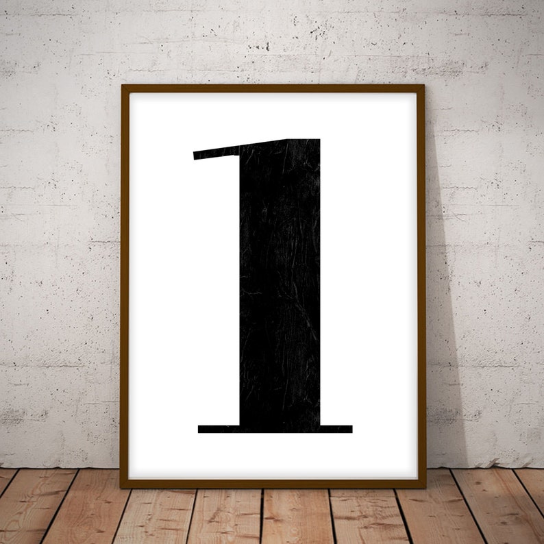 Printable Number 1 Number One Poster Black and White Number - Etsy