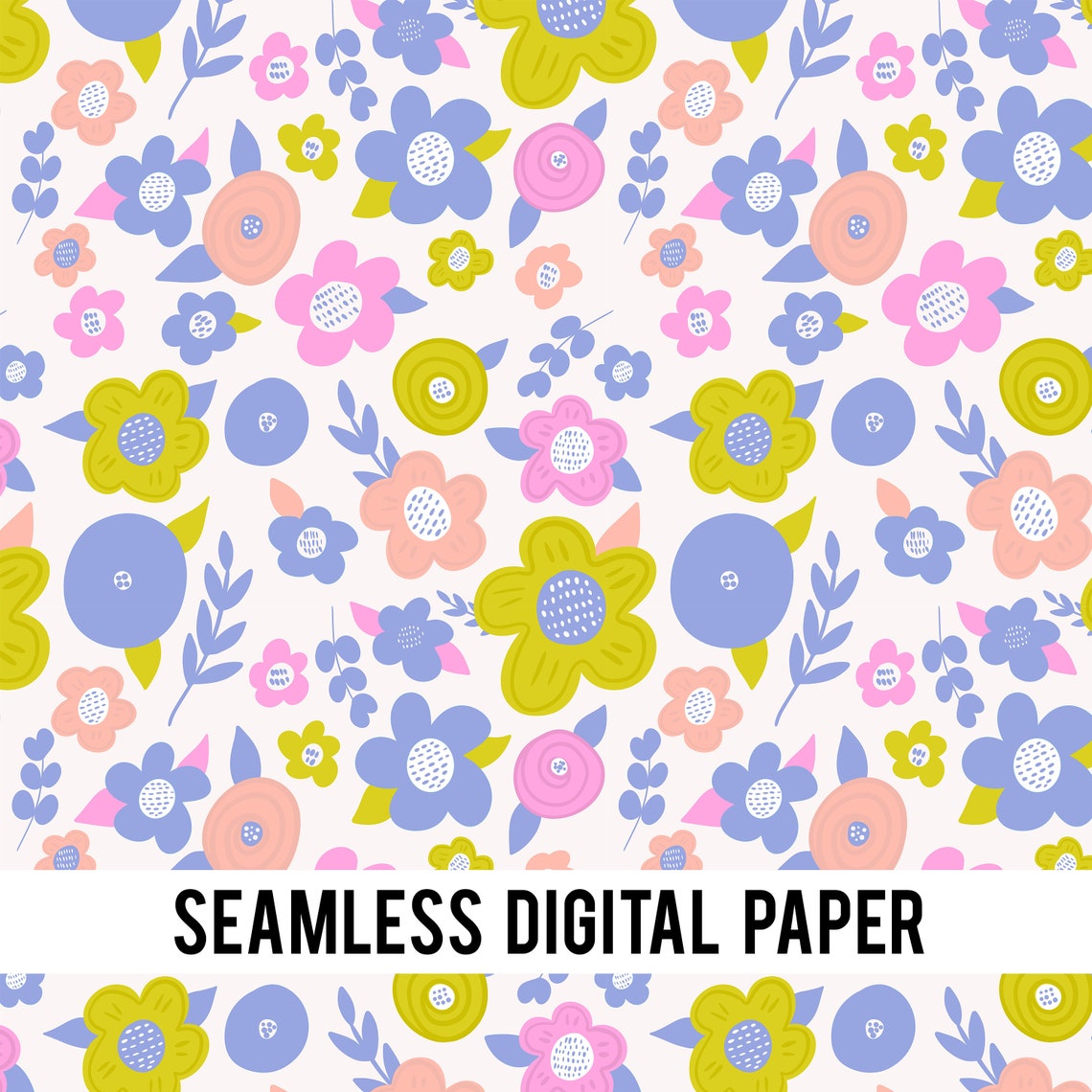 Flowers Digital Paper, Baby Patterns, Fabric Print, Scrapbooking, Hand ...