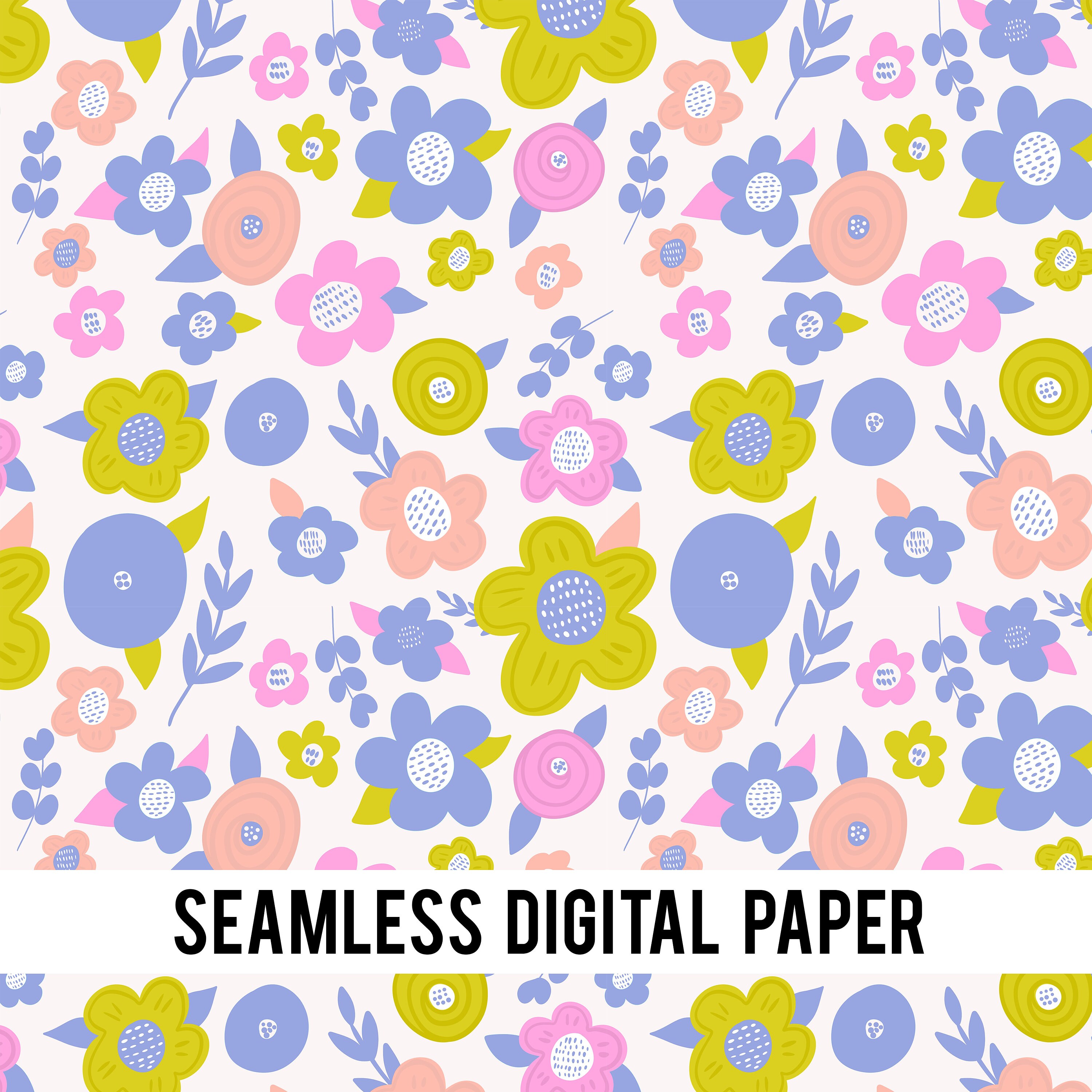 Flowers Digital Paper, Baby Patterns, Fabric Print, Scrapbooking, Hand ...