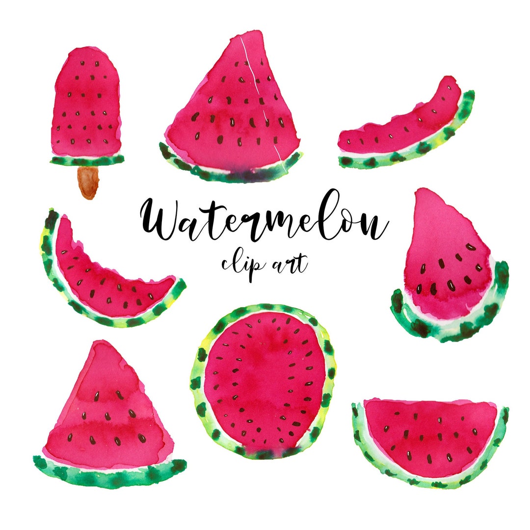 Watermelon Clipart, Watercolor Watermelon, Fruits Clipart, Watercolor ...