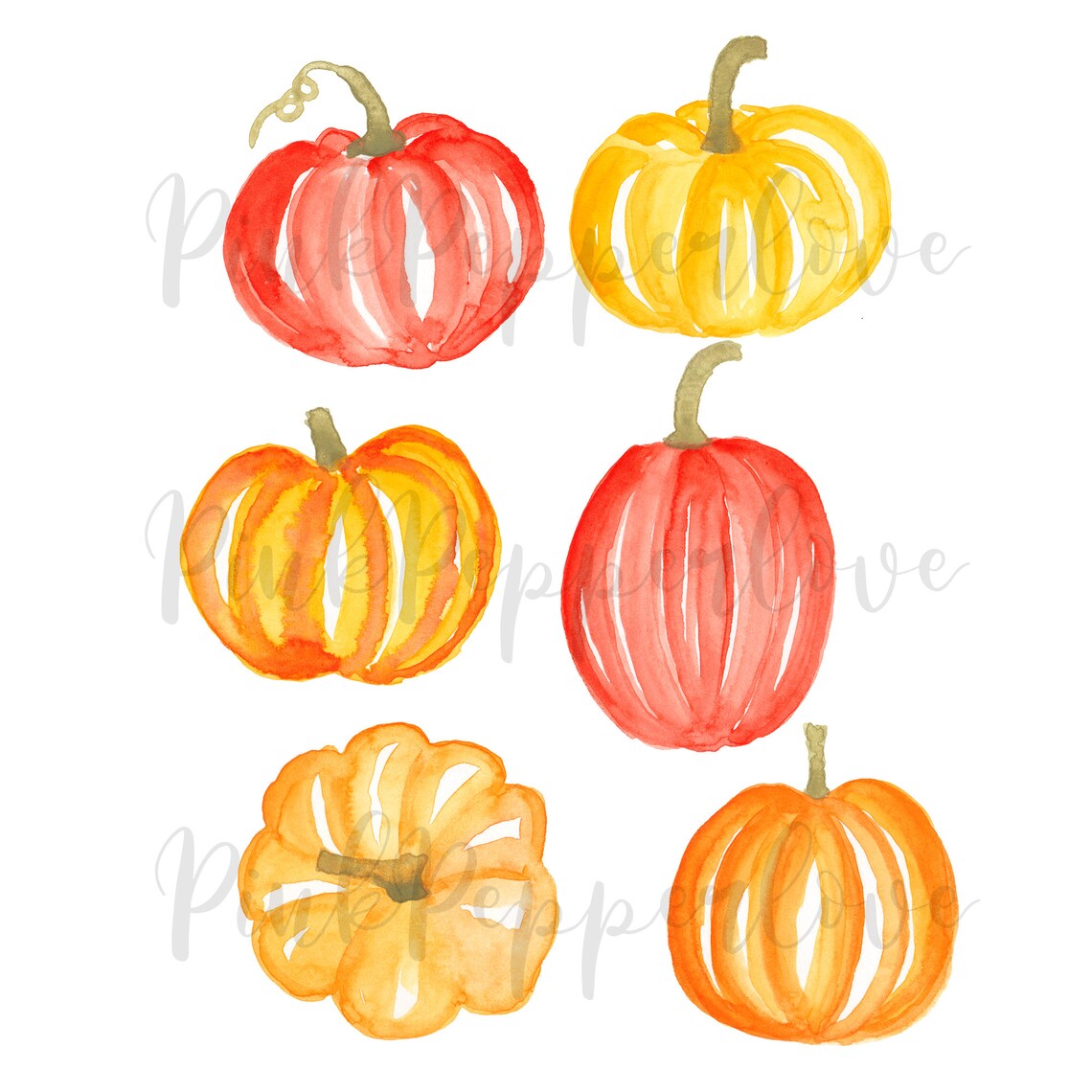 Pumpkin Clip Art, Watercolor Pumpkin, Fall, Winter, Orange Pumpkin ...