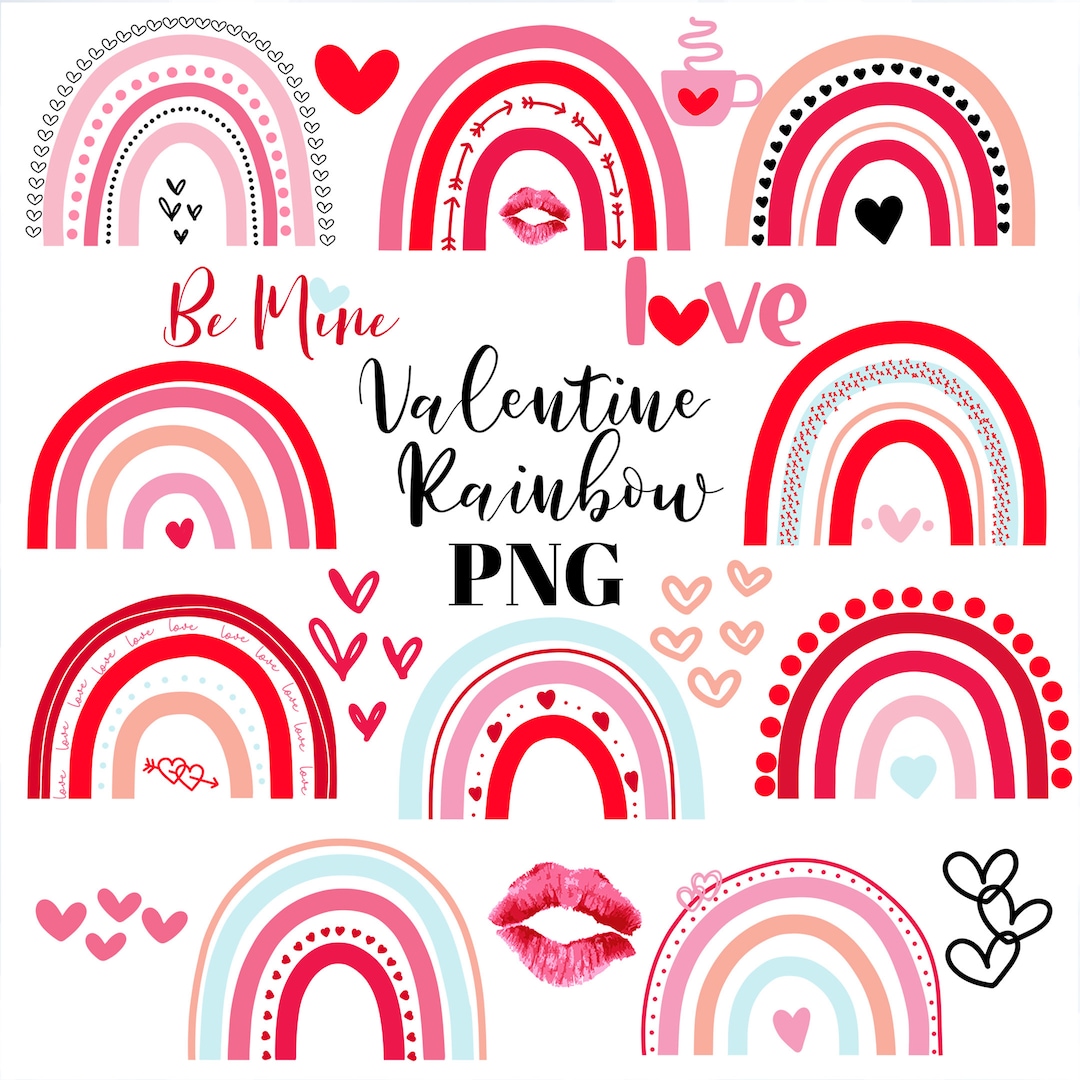 Rainbow Clip Art, Valentine Clip Art, PNG Rainbow, Rainbow Valentine ...