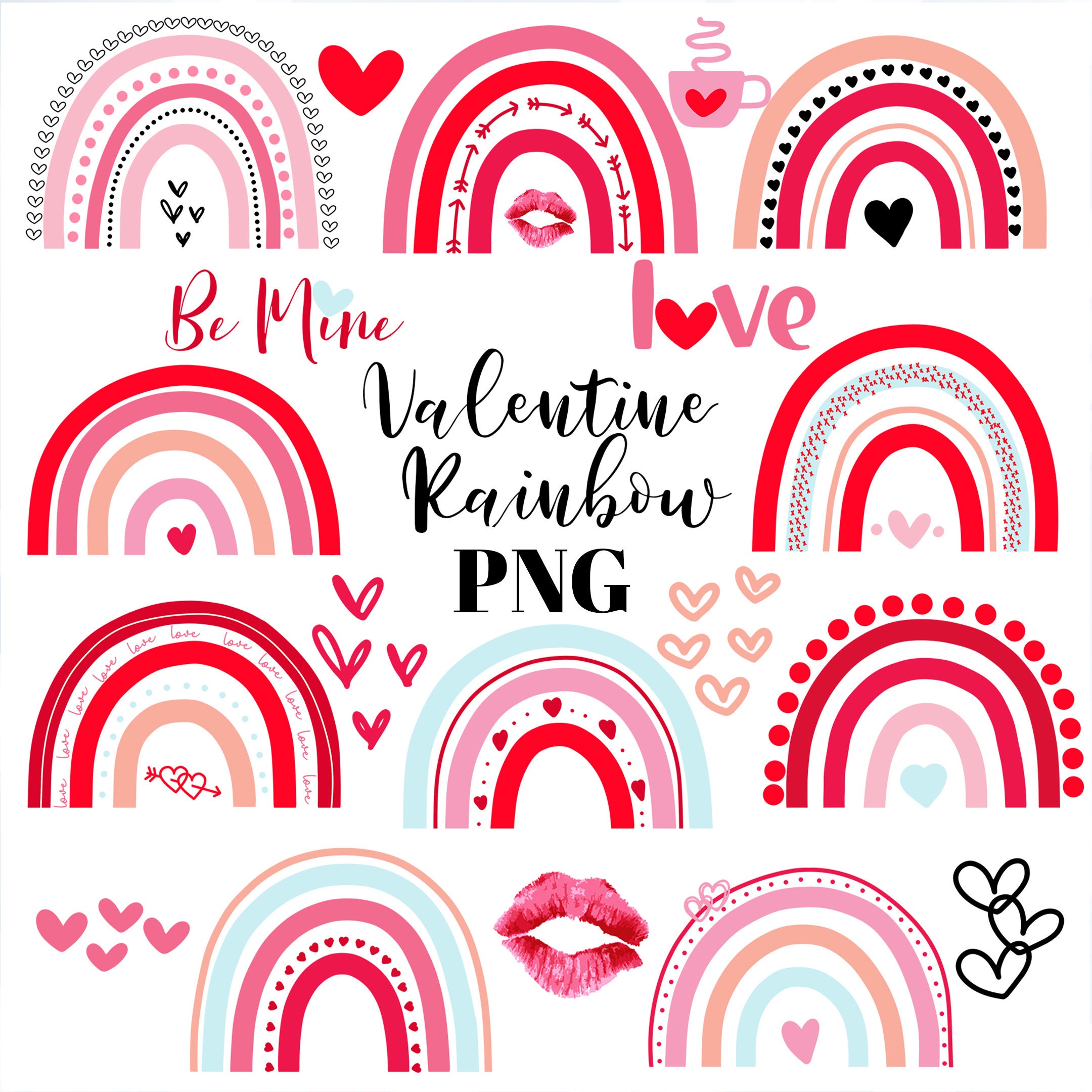 Rainbow Clip Art Valentine Clip Art PNG Rainbow Rainbow - Etsy Canada