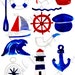 Watercolor Nautical Clipart, Sailboat Clipart, Lighthouse Clipart, Sea ...