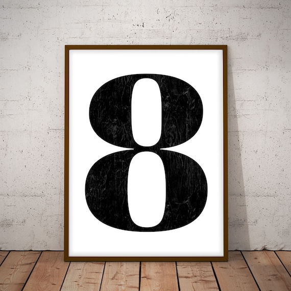 Printable Number 8 Number Eight Poster Black and White - Etsy