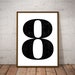 Printable Number 8, Number Eight Poster, Black and White Number ...