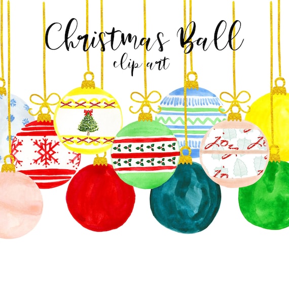 Christmas Clip Art Christmas Baubles Watercolor Balls - Etsy Australia