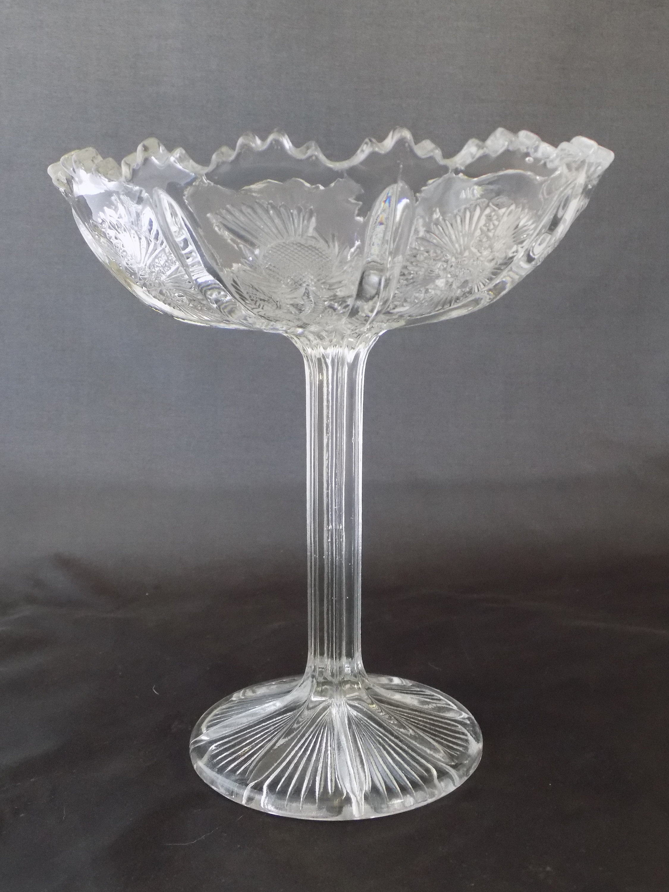 Early American Pressed Glass Higbee Compote Thistle Pattern - Etsy