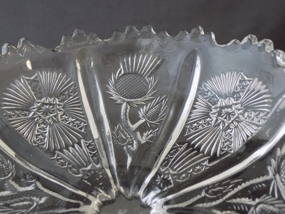 Early American Pressed Glass Higbee Compote Thistle Pattern - Etsy
