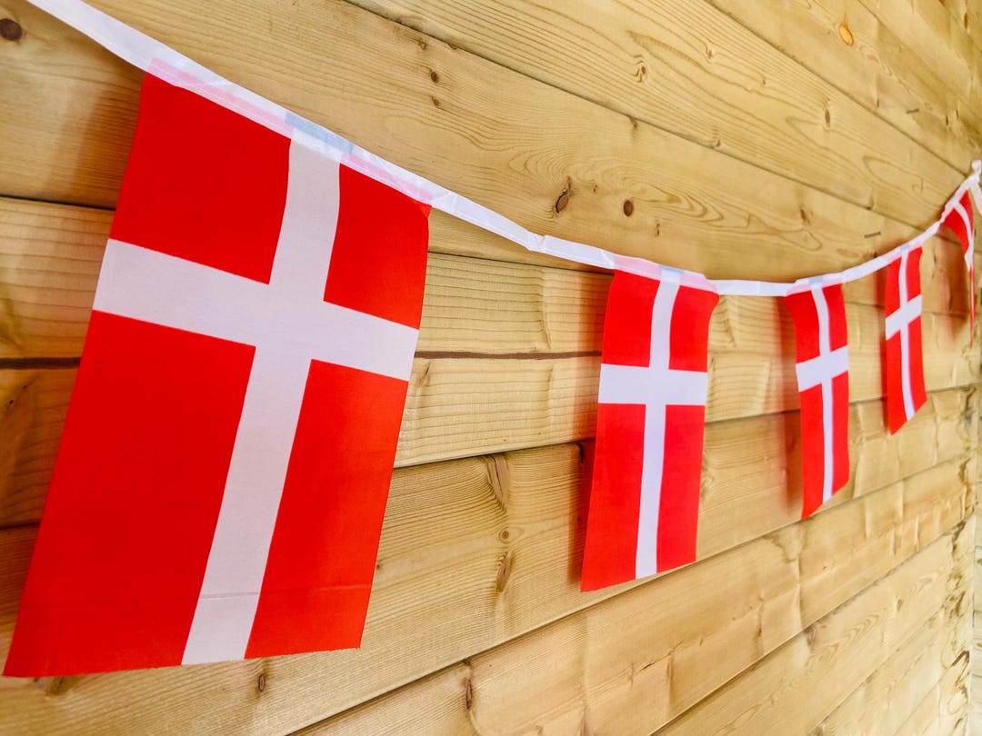 Denmark Flag Bunting - 5.5m Polyester Scandinavian Party Decor - Etsy