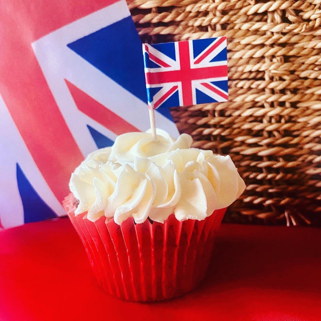 Union Jack Flag Cake Toppers - Pack of 50 Double Sided, Perfect for ...