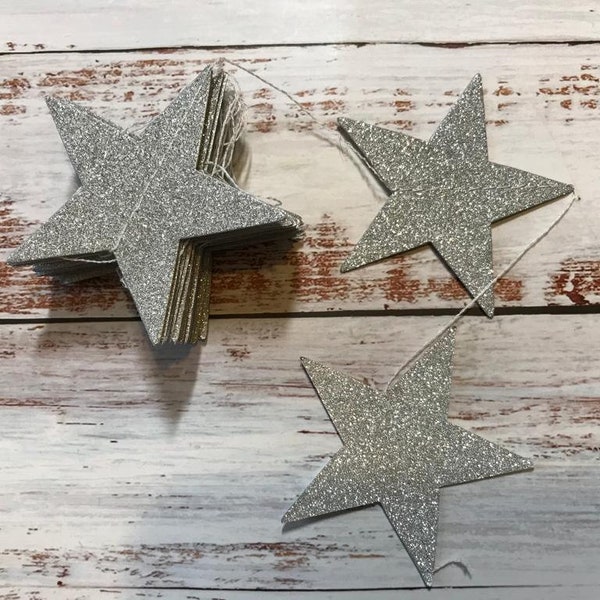 Silver Glitter Stars - Etsy