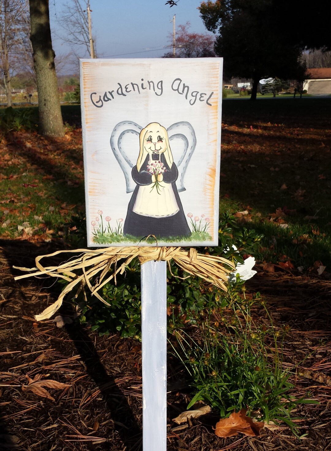 Garden Angel, Yard Art, Yard Sign, Religious Sign, Reclaimed Wood, Hand ...